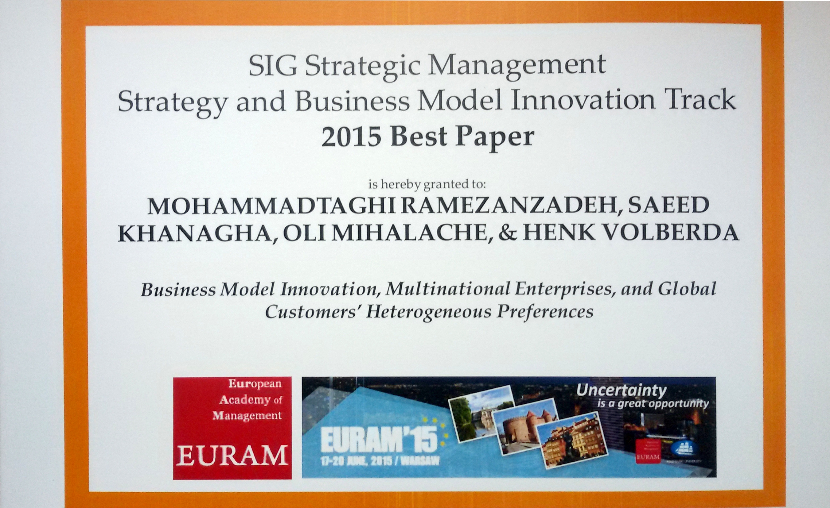 RSM business model innovation research wins award in Poland